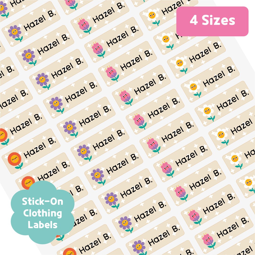 Custom Stick-on Clothing Name Label Stickers Personalized Fabric ...