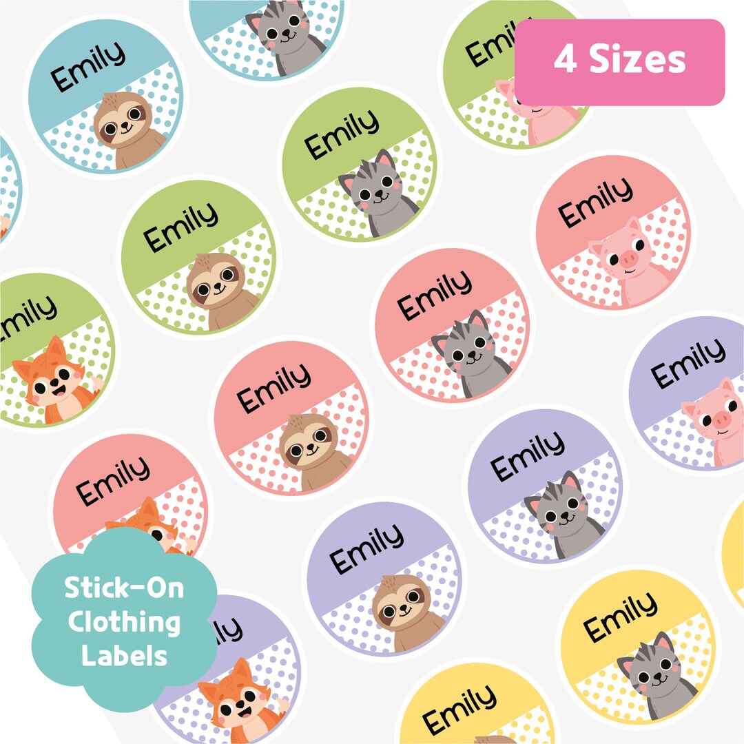 Custom Stick-on Clothing Name Label Stickers Personalized Fabric ...