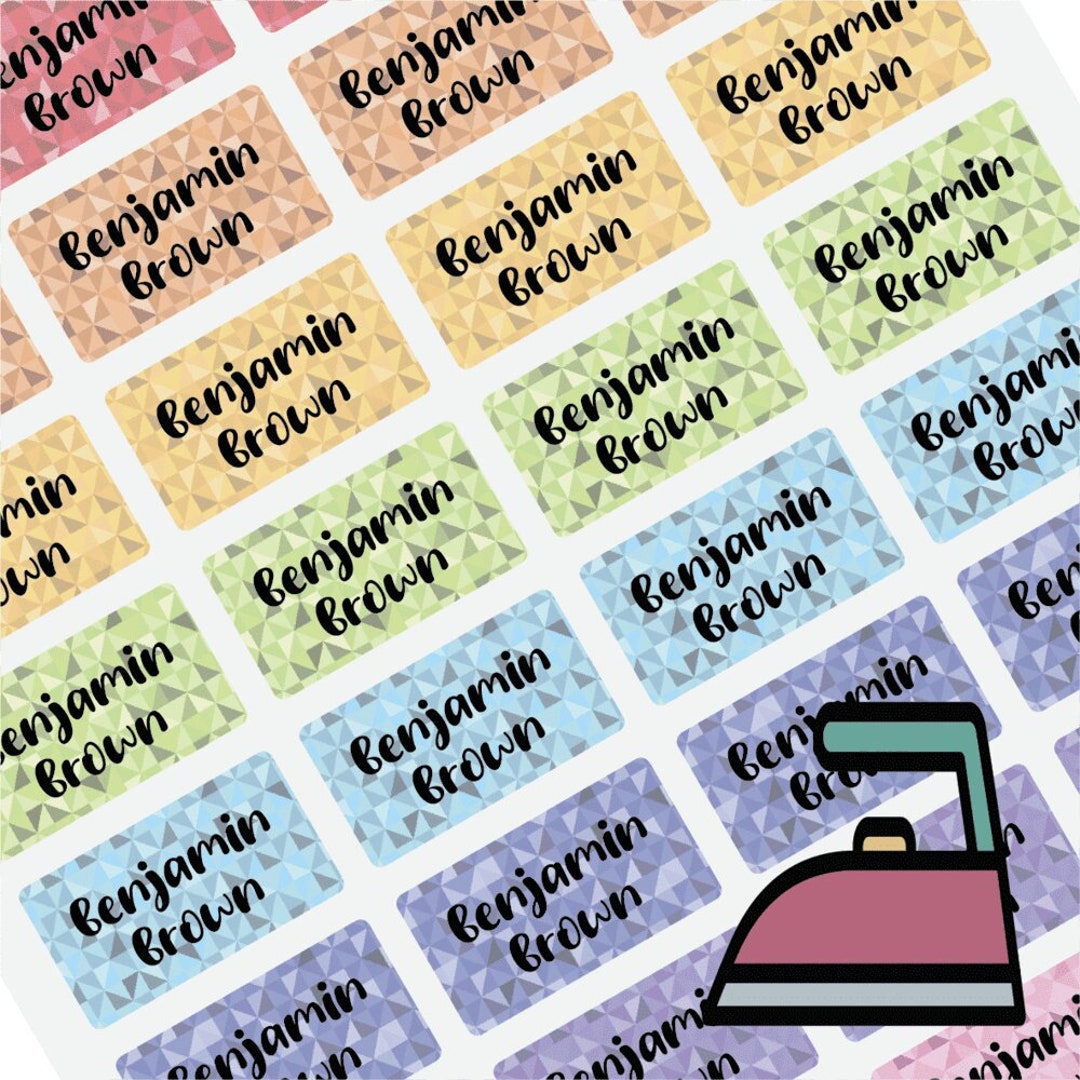 Custom Iron-on Clothing Name Label Stickers // Personalized Diamond ...