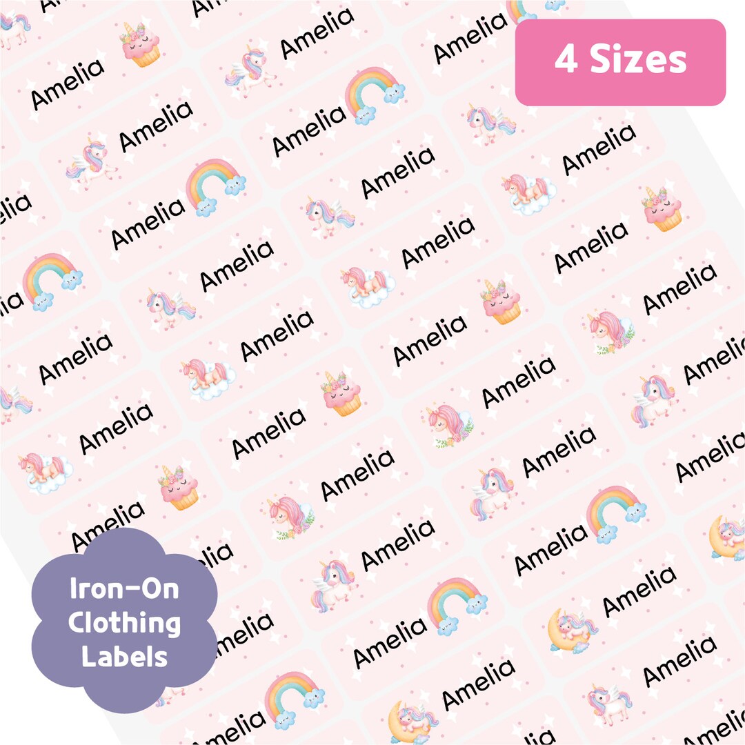 Custom Iron-on Clothing Name Label Stickers Personalized Fabric Textile ...