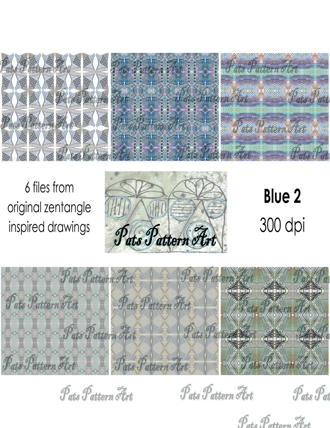 Hand Drawn Zentangle Inspired, Digital Pattern Scrapbook Paper, Instant ...