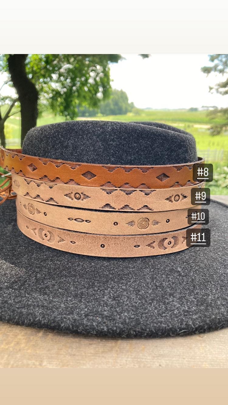 Tooled Leather Hat Bands - Adjustable - Etsy