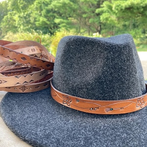 Tooled Leather Hat Bands - Adjustable - Etsy