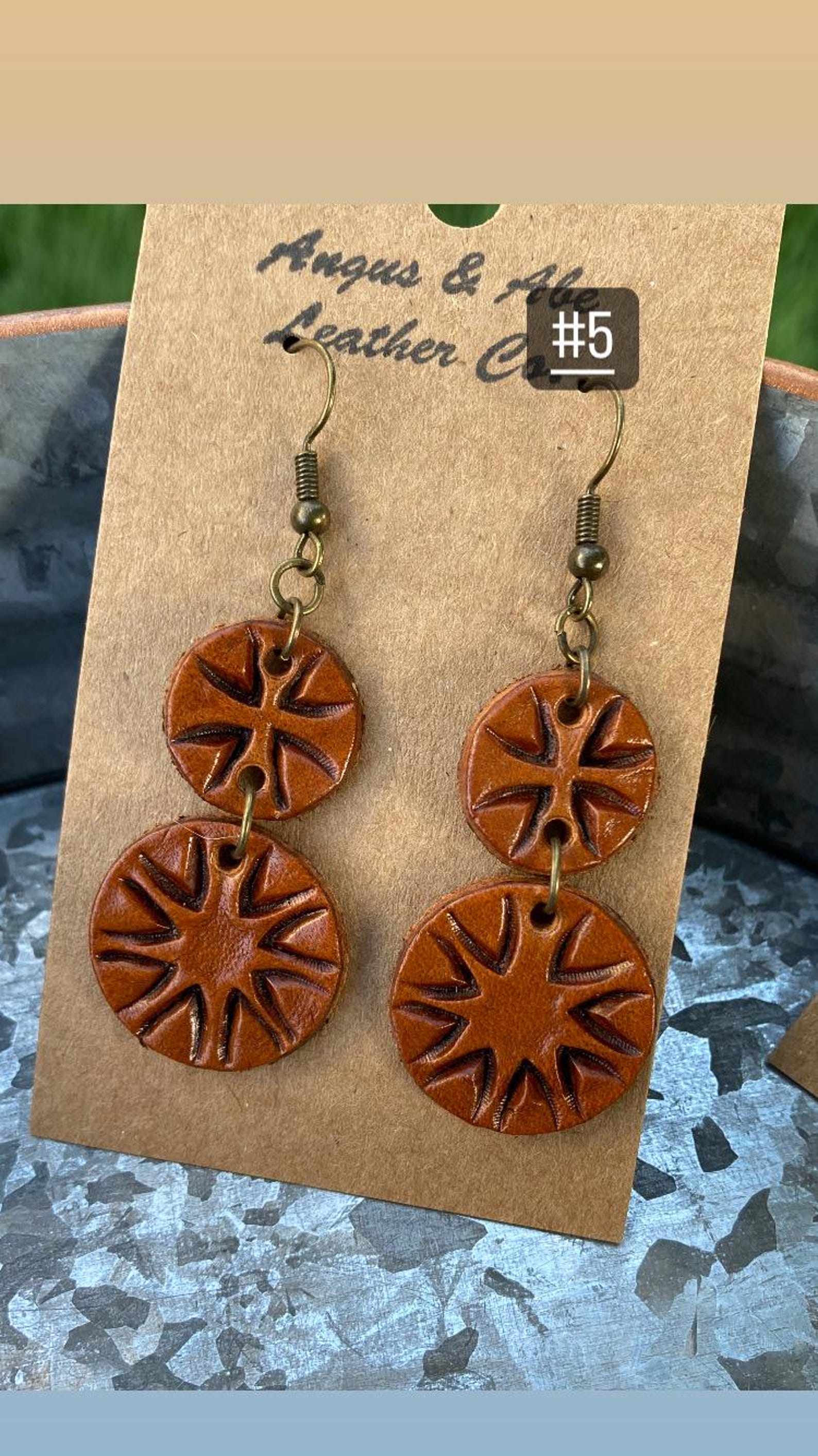 Tooled Leather Earrings - Etsy