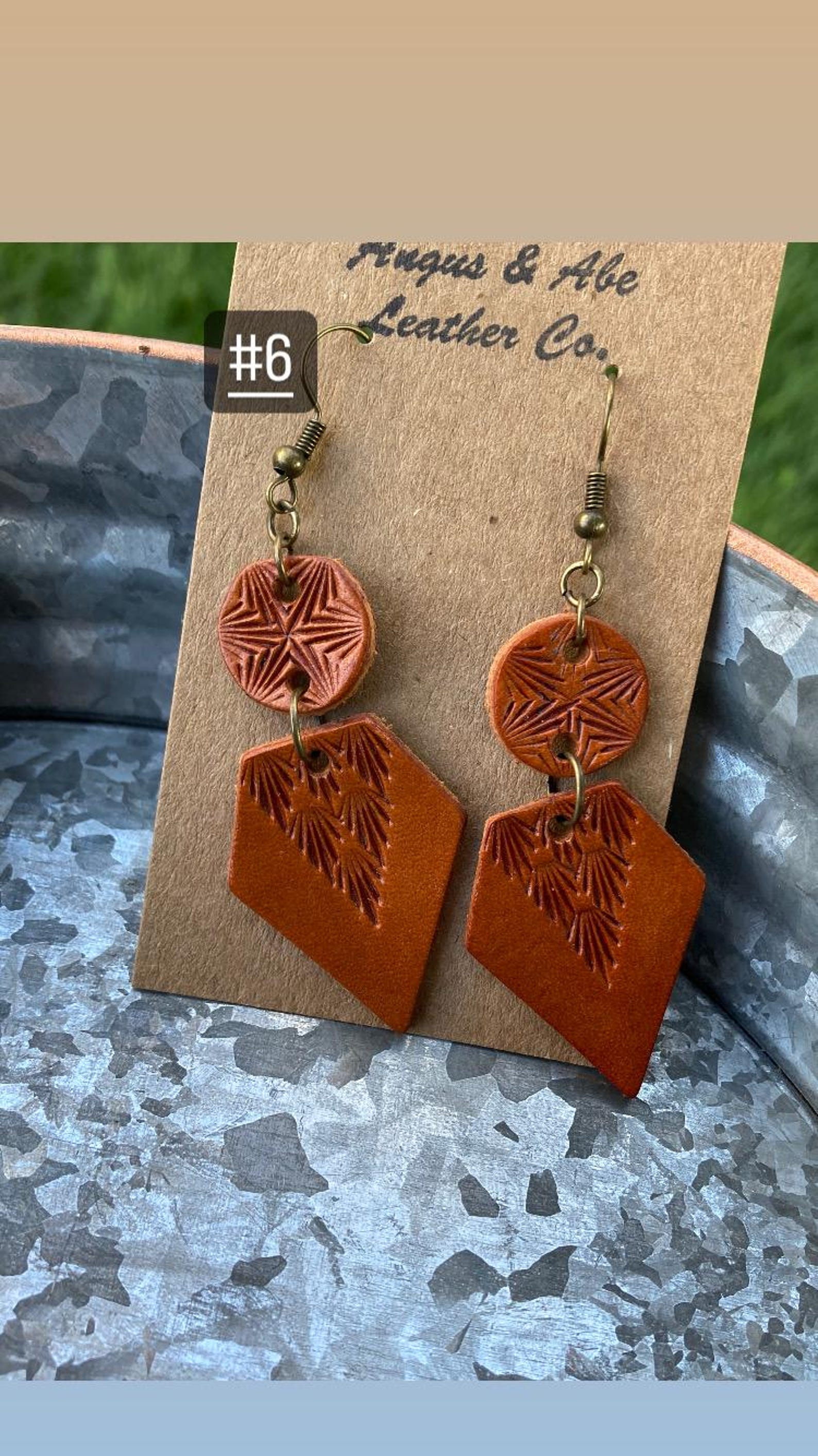 Tooled Leather Earrings - Etsy
