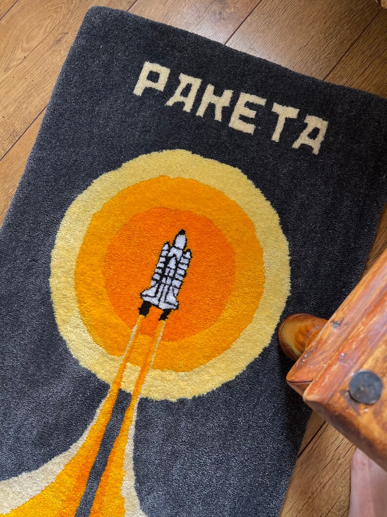 Handmade Tufted Space Rocket Rug USSR ракета for Gift - Etsy
