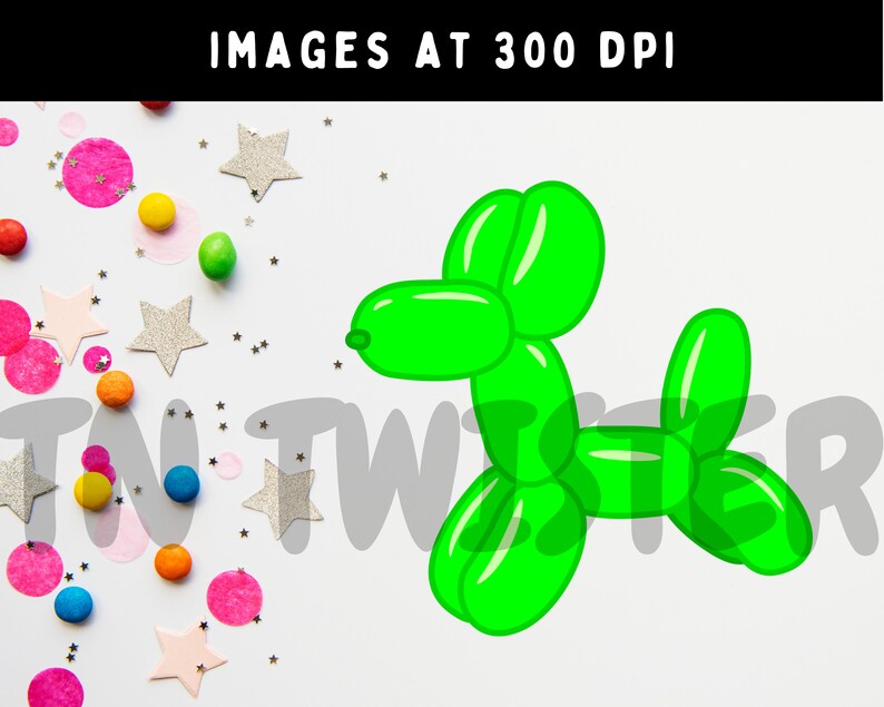 Dog Balloon Art in 7 Colors Balloon Animal Clip Art - Etsy