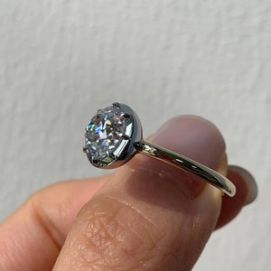 Vintage 2 CT Old Mine Cut Diamond Ring 14K Solid Gold Old Mine Round ...