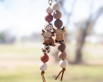 Highland Cow Silicone Beaded Keychain - Etsy