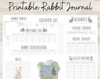 Rabbit Record Book, Printable Rabbit Record Keeping Journal, Rabbitry ...