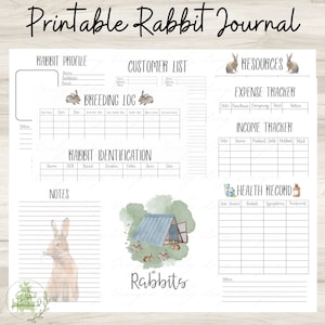 Printable Rabbit Record Keeping Journal | Rabbitry Log Printables ...