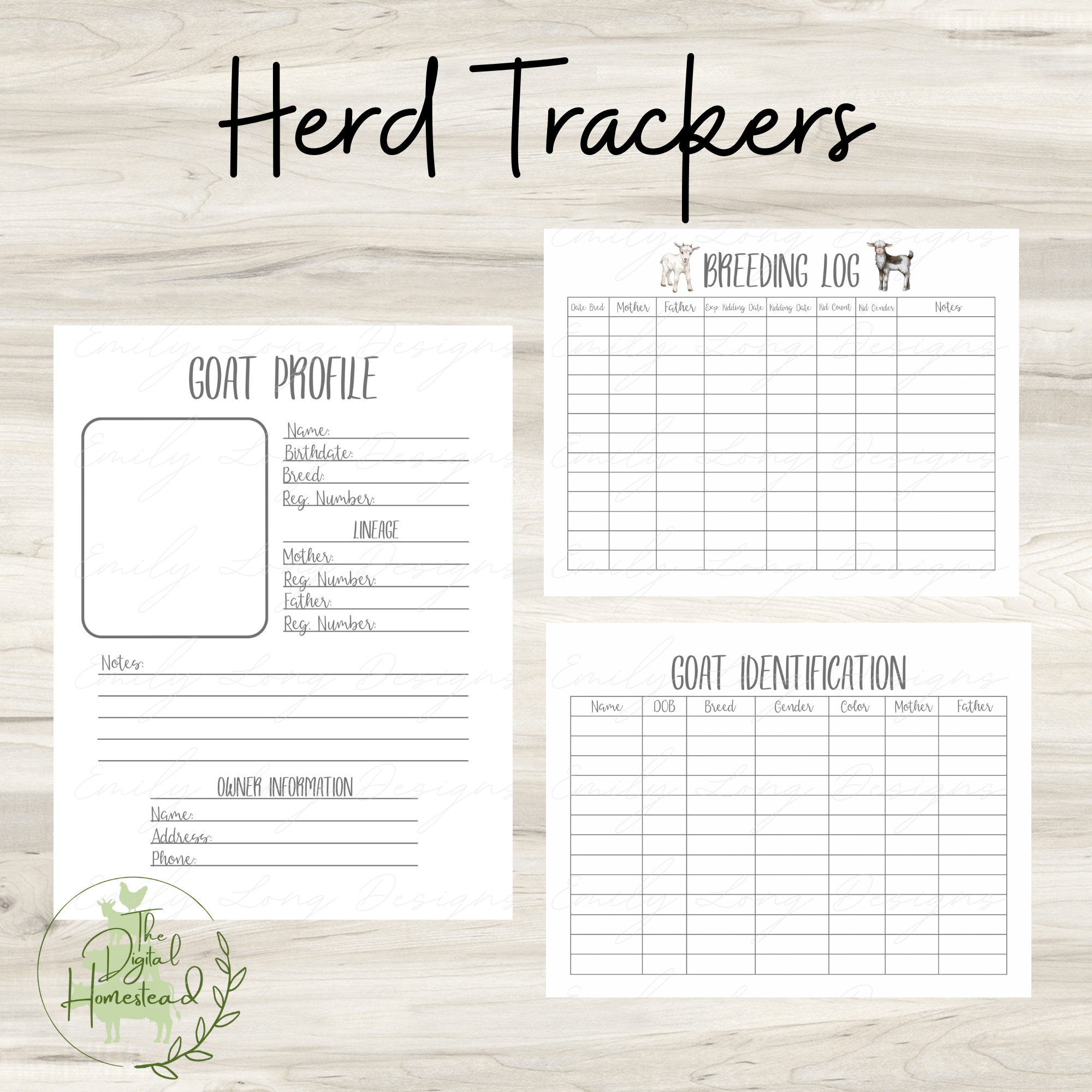Printable Goat Record Keeping Journal | Goat Log Printables | Goat Herd ...