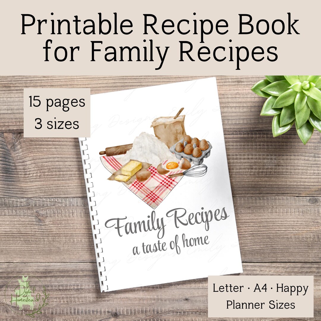 Printable Recipe Binder | Printable Cookbook | Recipe Book Template ...