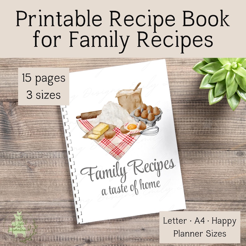 Printable Recipe Binder | Printable Cookbook | Recipe Book Template ...