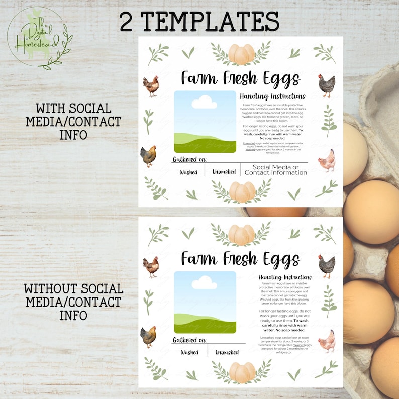 Editable Egg Carton Label | Printable Egg Handling Instructions | Canva ...