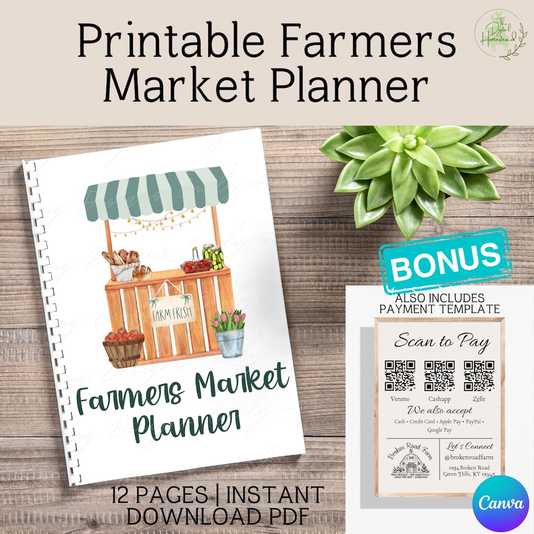 Printable Farmers Market Planner | Market Organizer | Farmers Market ...
