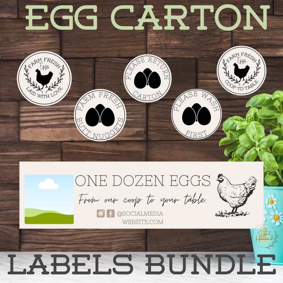 Egg Carton Label Bundle | Canva Template for Egg Carton Label ...