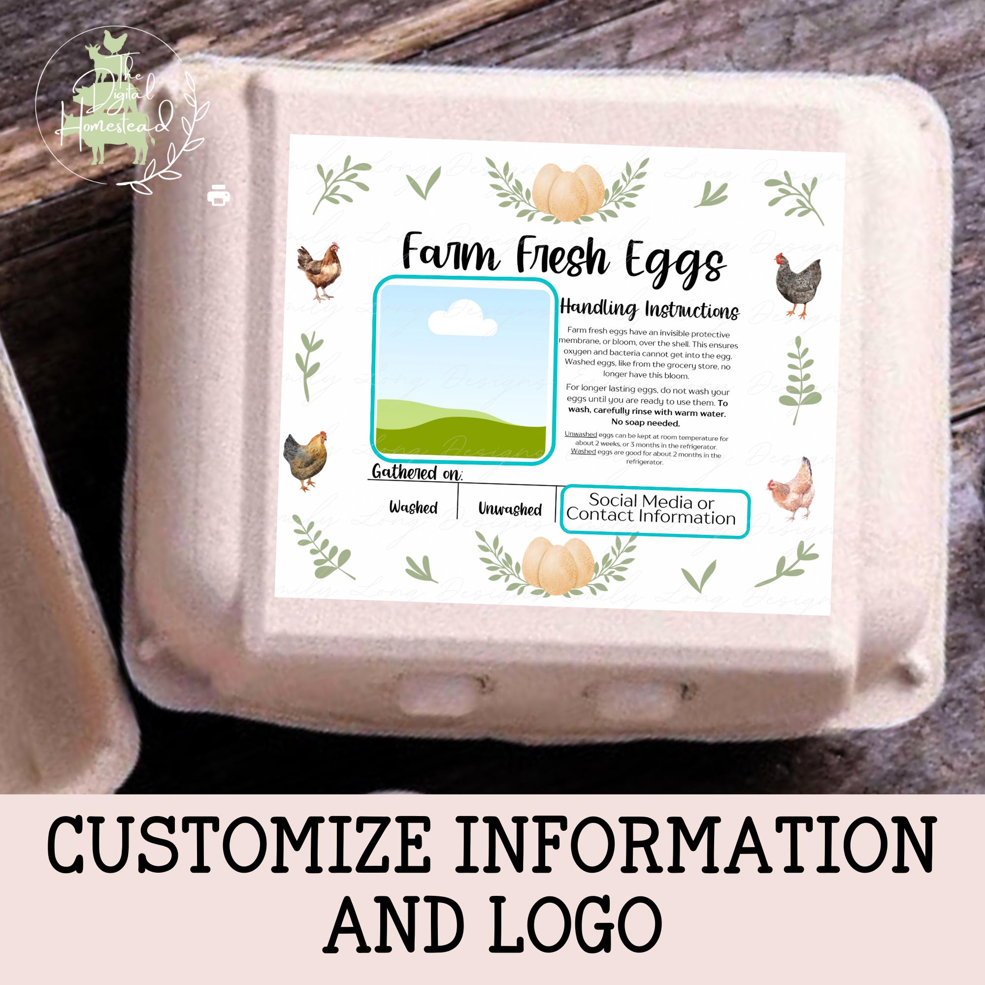 Editable Egg Carton Label | Printable Egg Handling Instructions | Canva ...