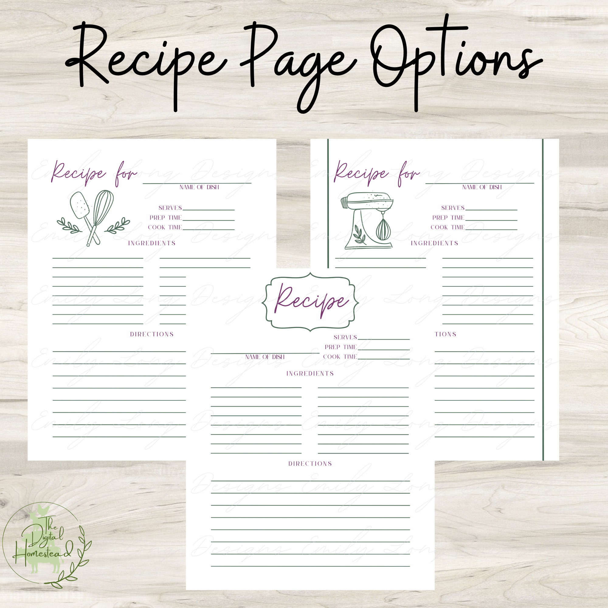 Printable Recipe Binder | Printable Cookbook | Recipe Book Template ...