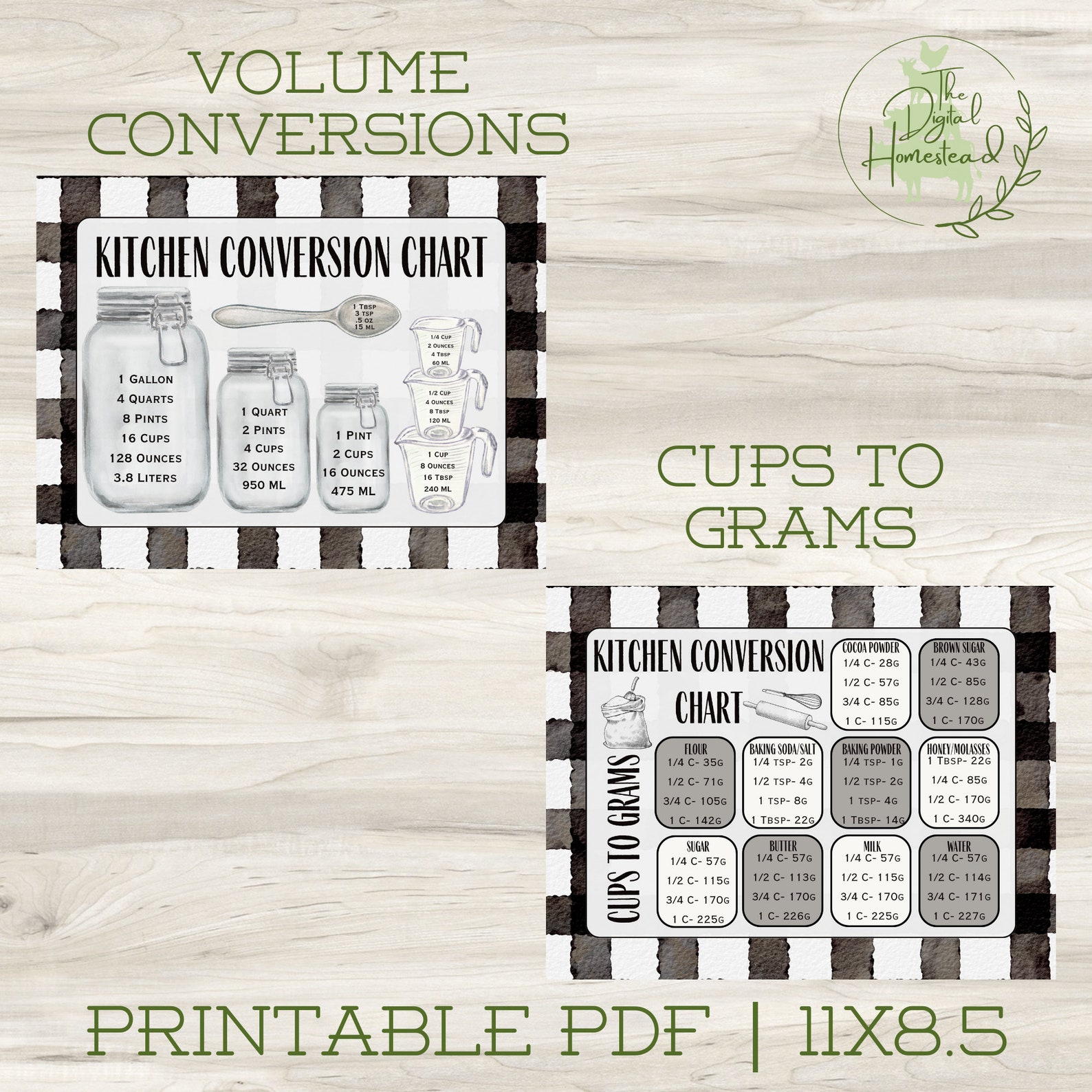 Printable Conversion Chart | Cups to Grams Conversion Chart | Printable ...