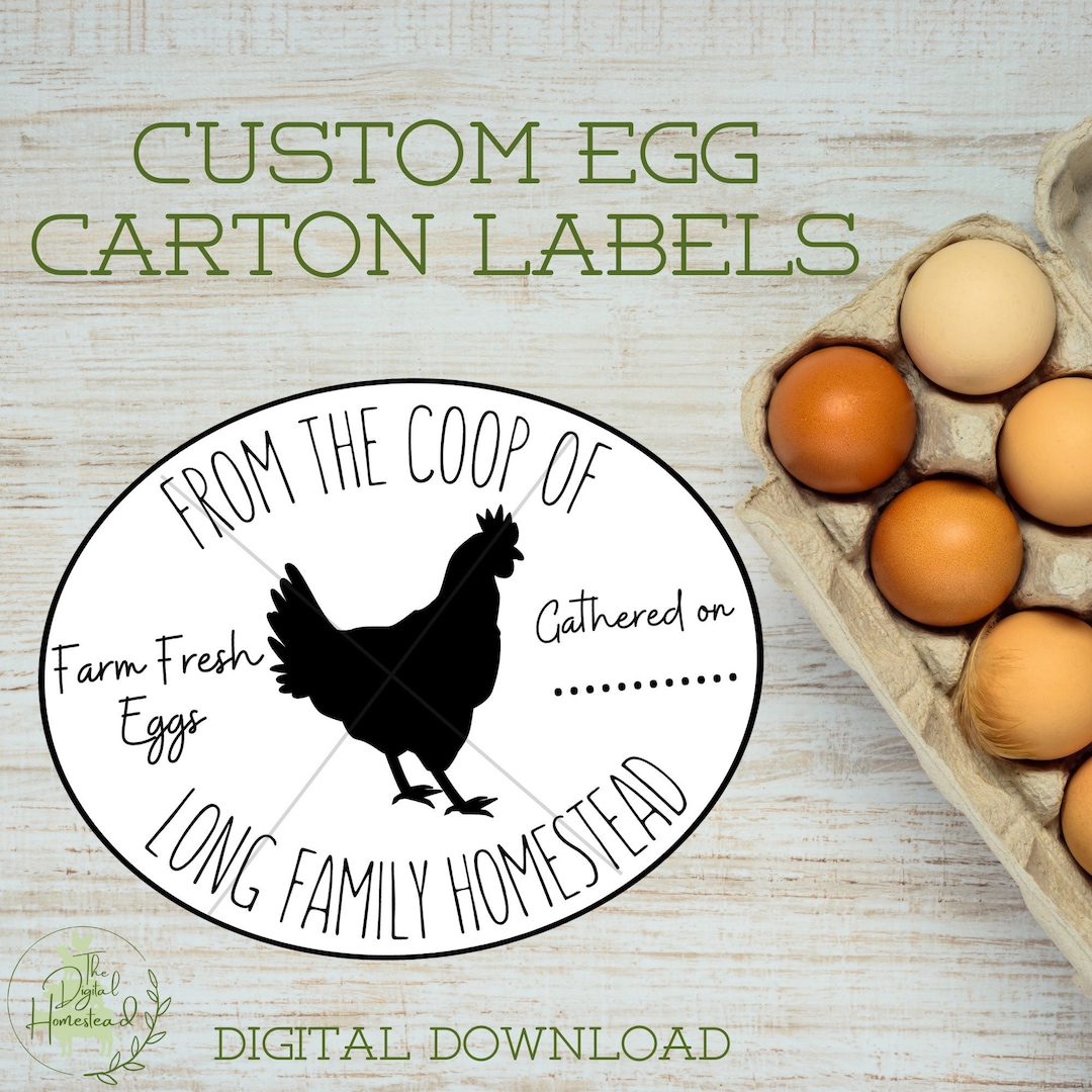 CUSTOM Egg Carton Labels | Printable Labels for Egg Cartons | Egg ...