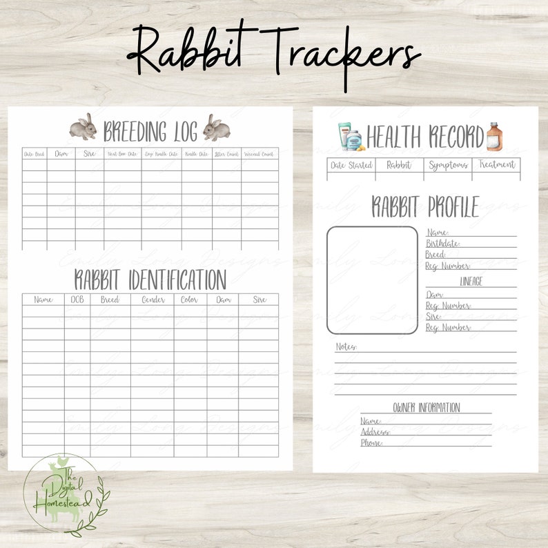 Printable Rabbit Record Keeping Journal Rabbitry Log - Etsy