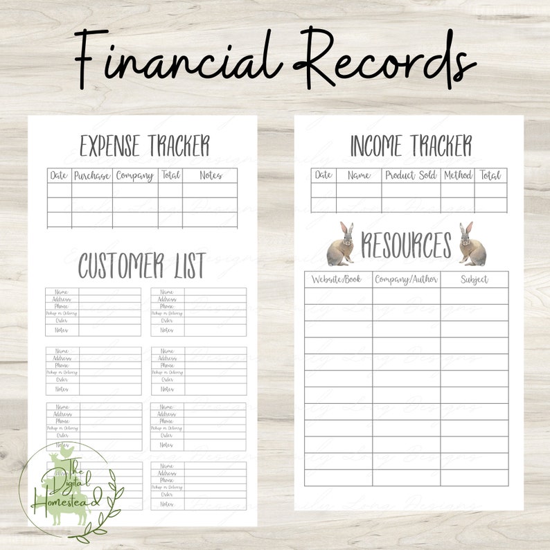 Printable Rabbit Record Keeping Journal Rabbitry Log - Etsy
