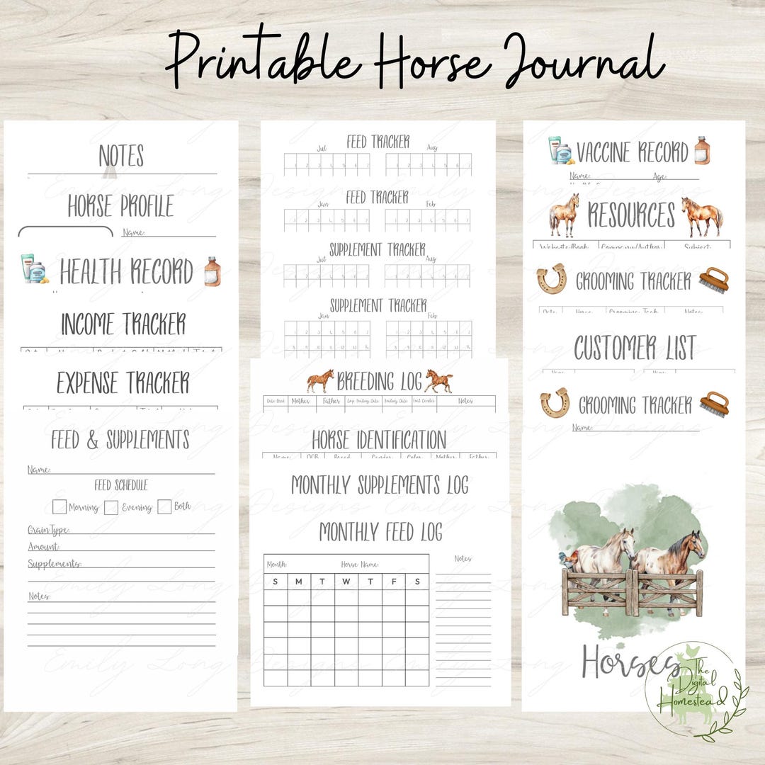 Printable Horse Record Keeping Journal | Horse Log Printables ...