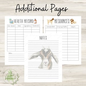 Printable Goat Record Keeping Journal | Goat Log Printables | Goat Herd ...