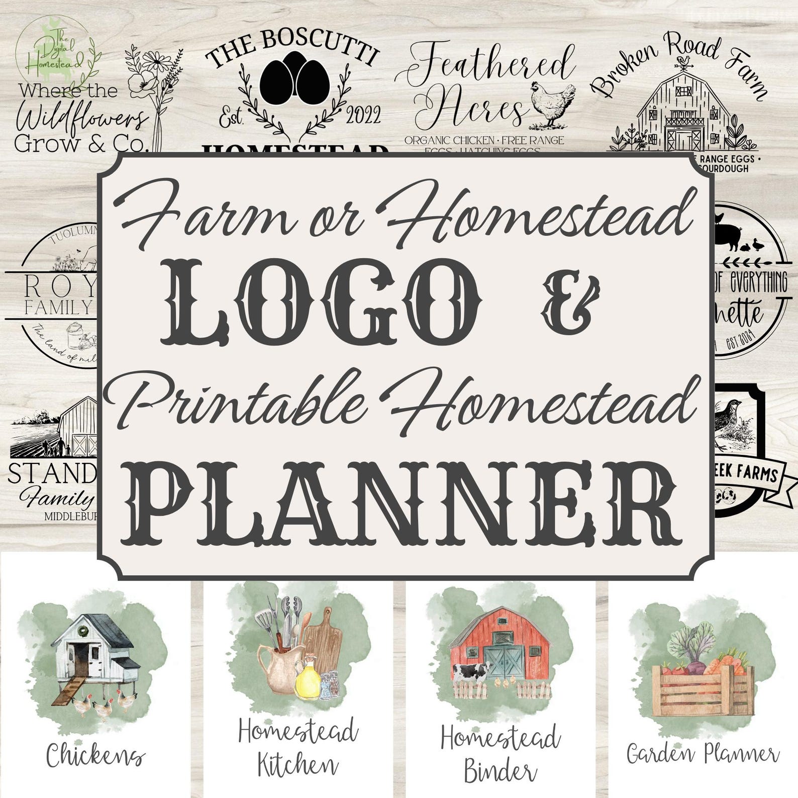 Farm Logo and Printable Homestead Planner | Custom Homestead Logo ...