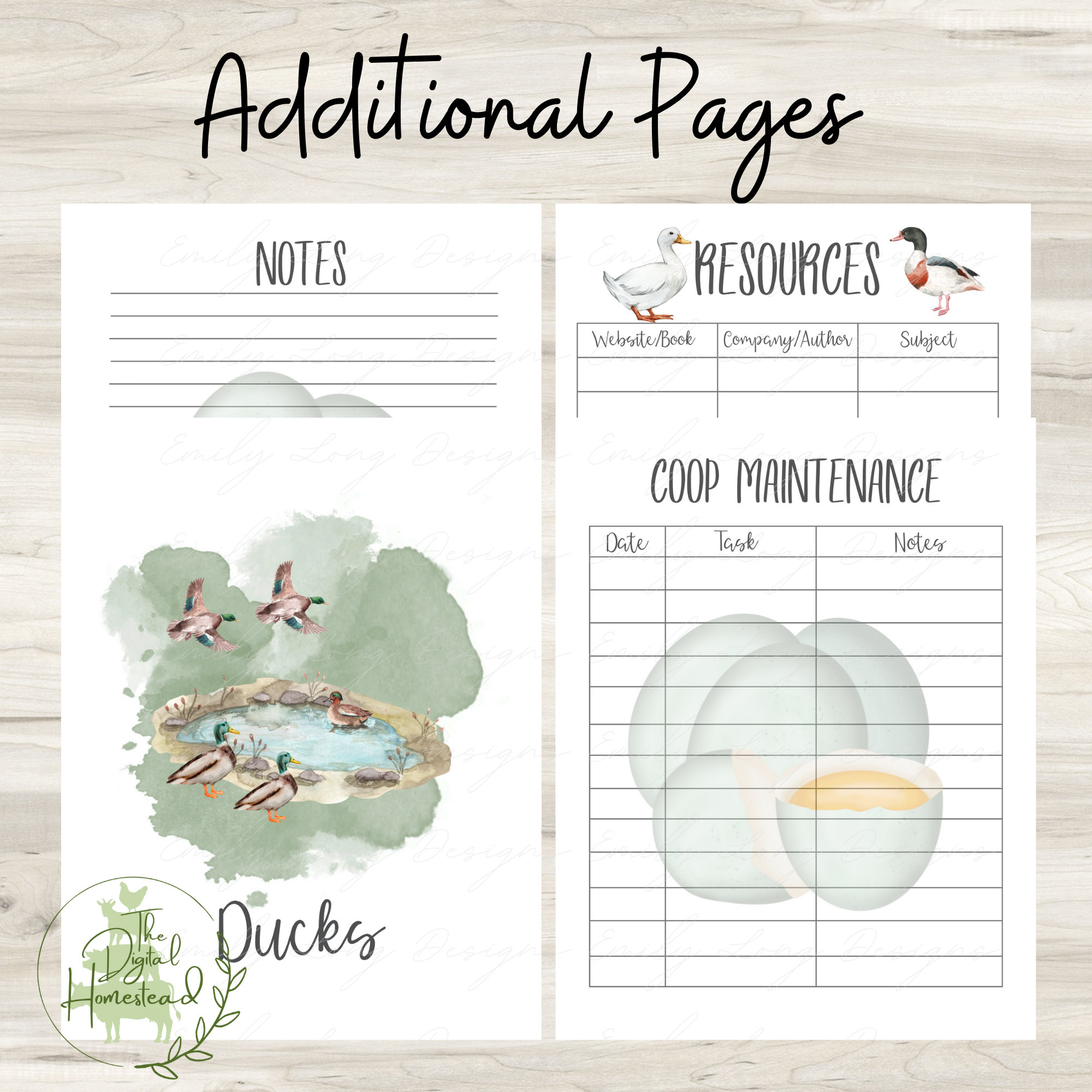 Backyard Duck Journal Printable Duck Record Keeping Journal Duck Egg ...