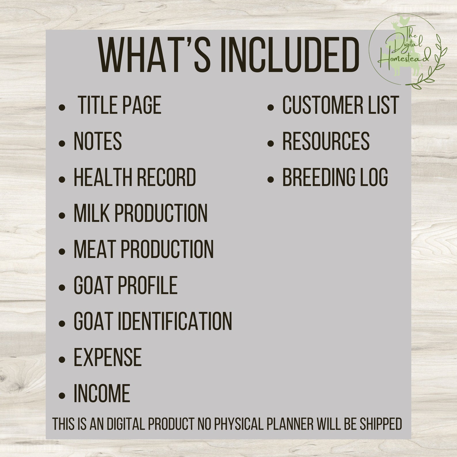 Printable Goat Record Keeping Journal | Goat Log Printables | Goat Herd ...