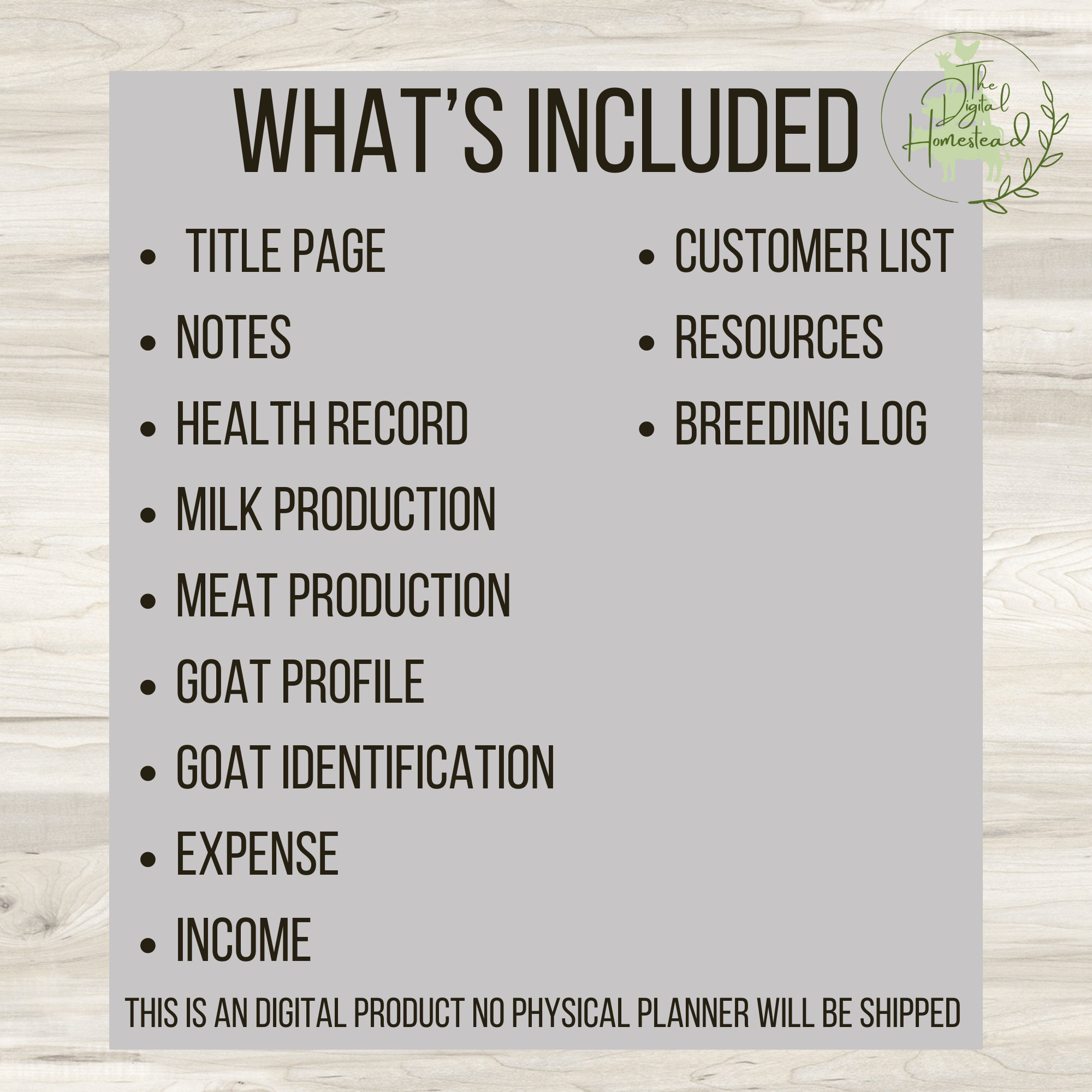 Printable Goat Record Keeping Journal | Goat Log Printables | Goat Herd ...