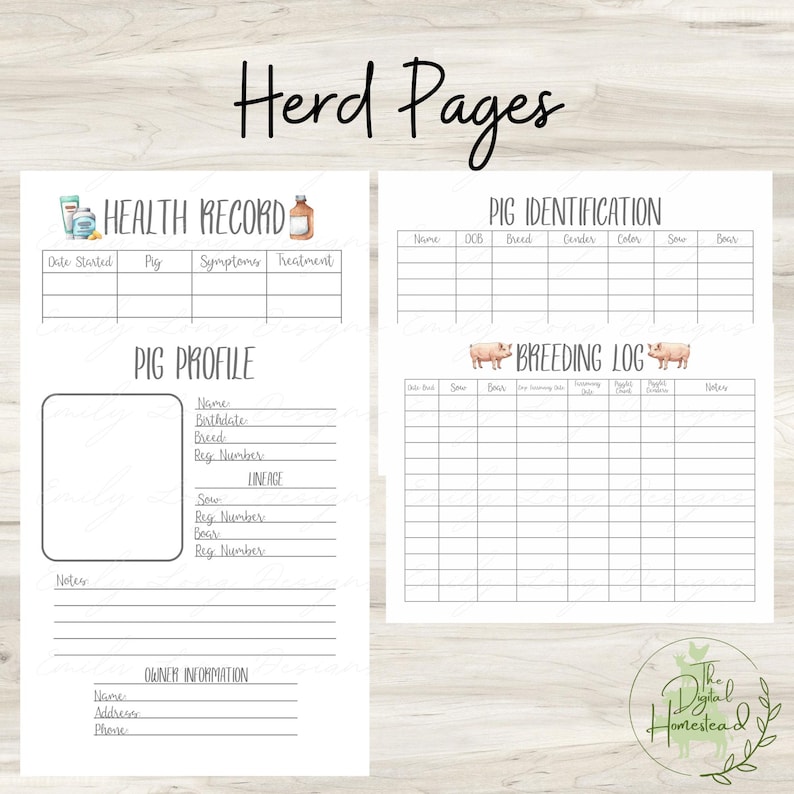 Pig Journal | Printable Hog Record Keeping Journal | Homestead Binder ...