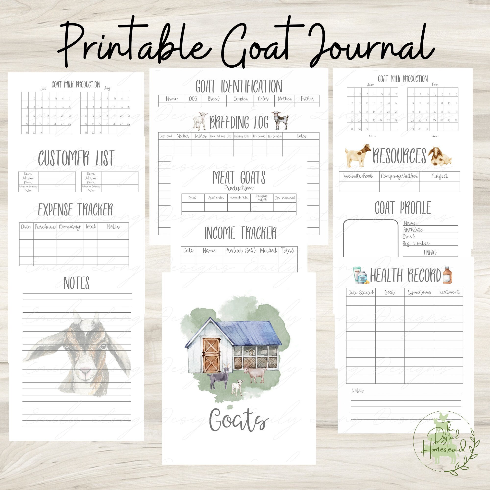 Printable Goat Record Keeping Journal | Goat Log Printables | Goat Herd ...