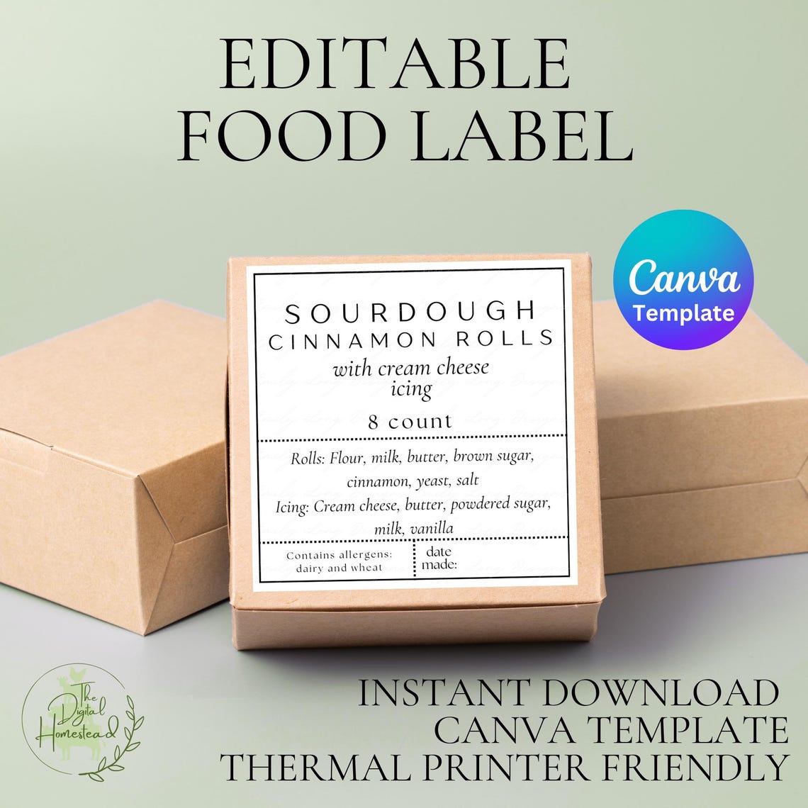 Editable Food Label Canva Template | Farmers Market Labels | Farm Stand ...