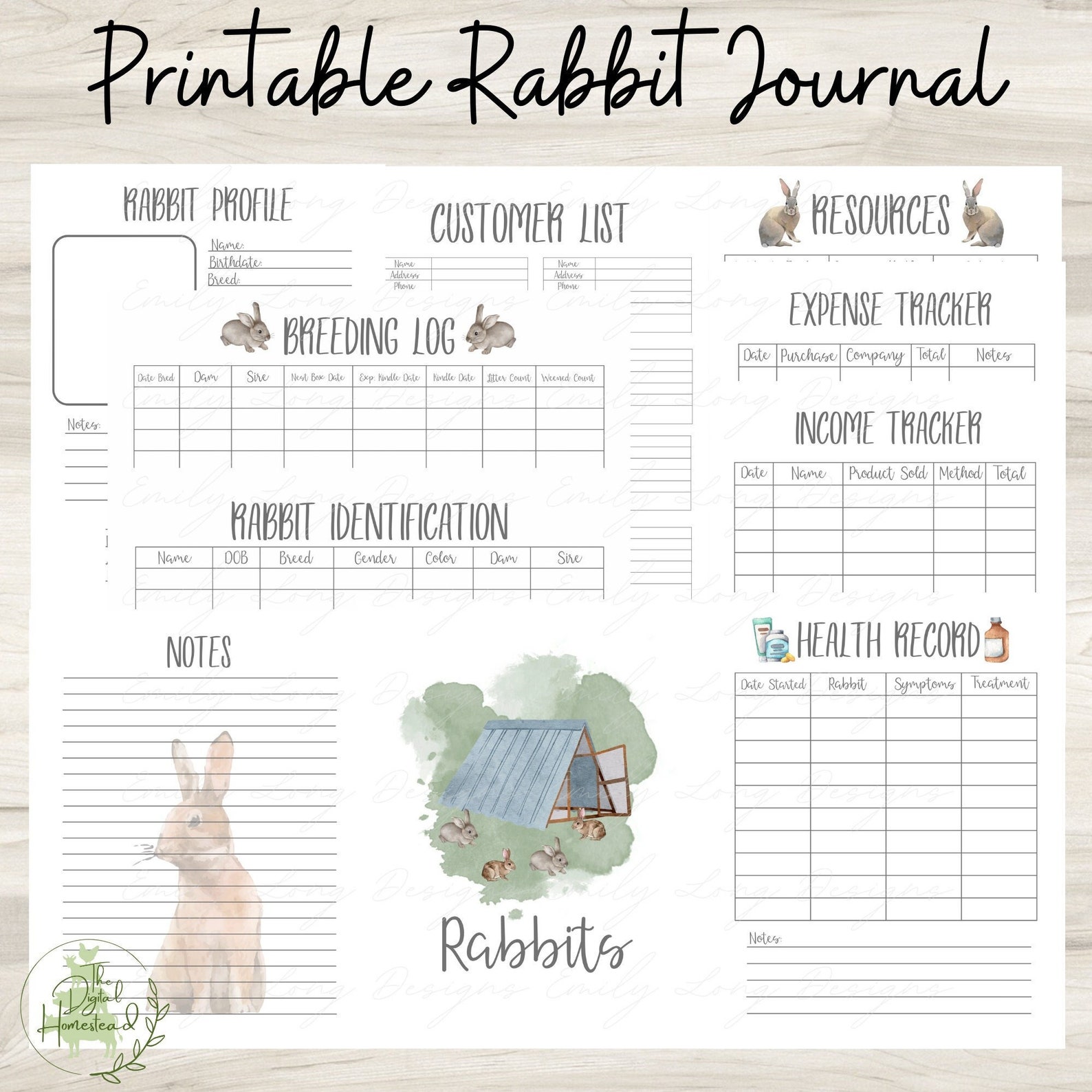 Printable Rabbit Record Keeping Journal | Rabbitry Log Printables ...