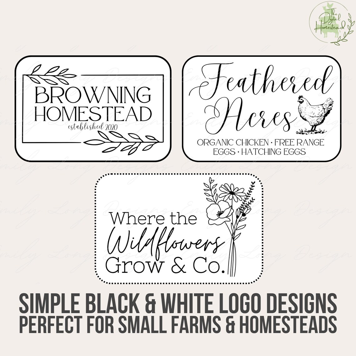 Farm Logo and Printable Homestead Planner | Custom Homestead Logo ...