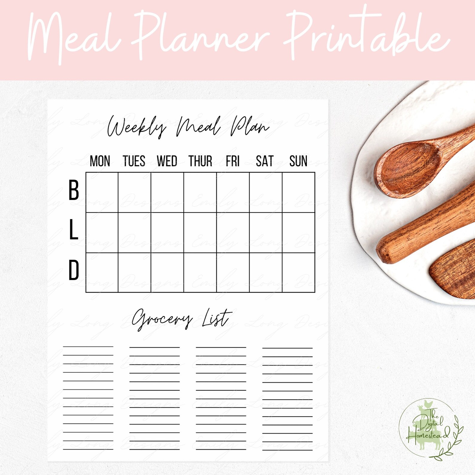 Printable Meal Planner and Grocery List | Kitchen Inventory Tracker ...