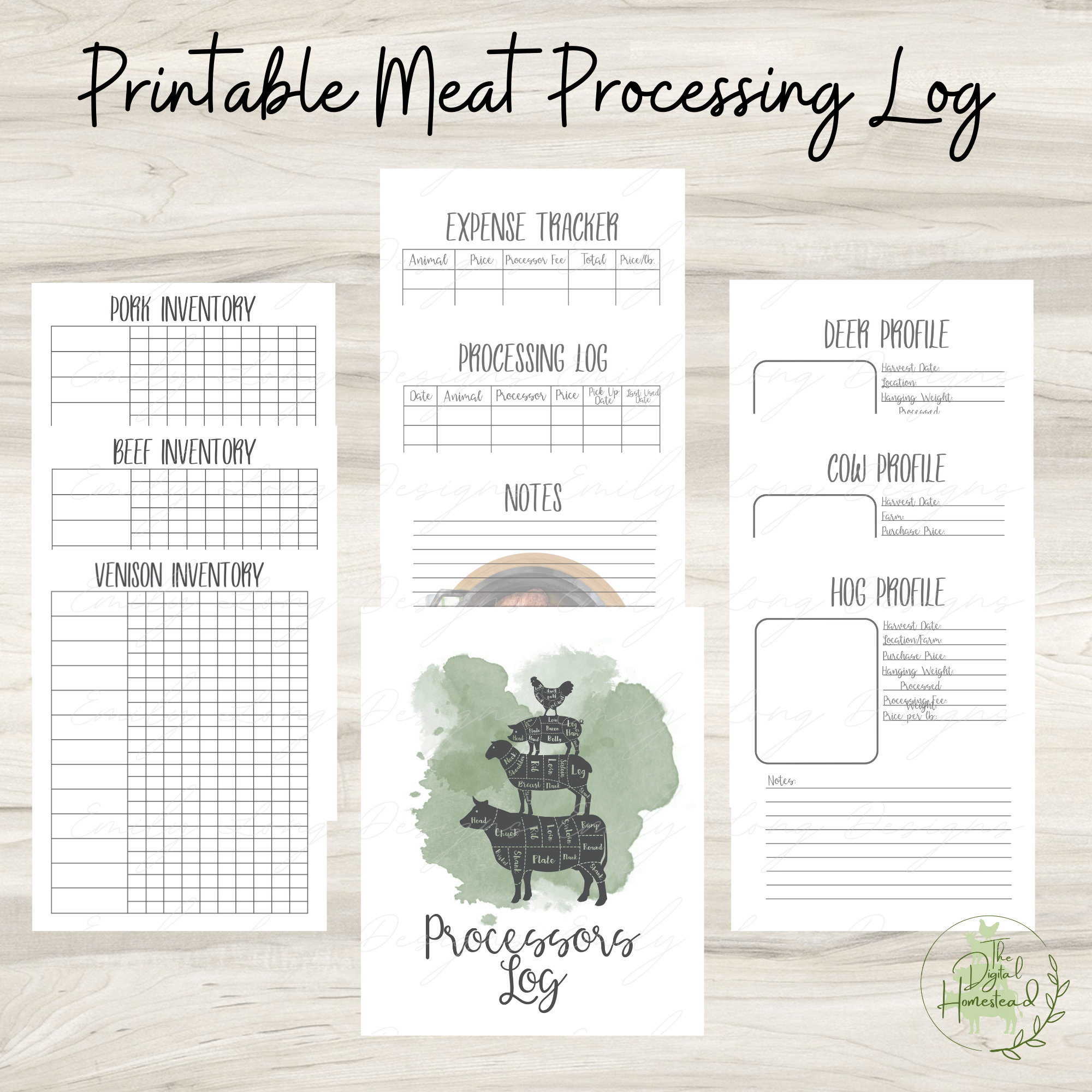 Meat Processing Log | Printable Homestead Binder | Processors Log ...