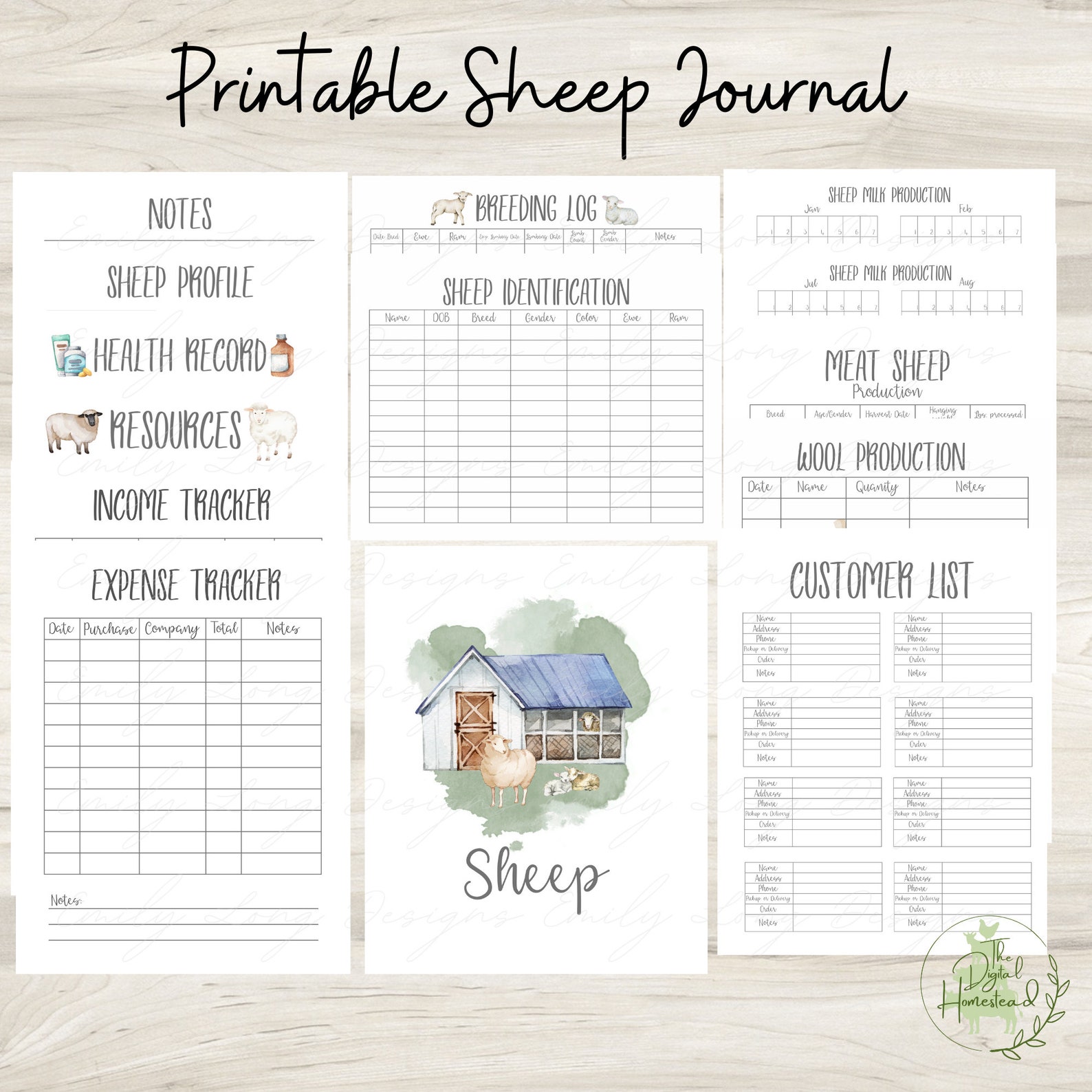 Printable Sheep Record Keeping Journal | Sheep Log Printable | Sheep ...