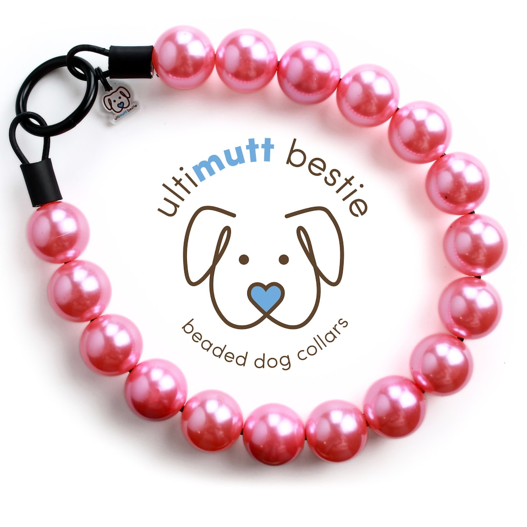 Playful Pink Pearls Dog Beaded Collar, JUMBO Pink Pearls for Large Girl ...