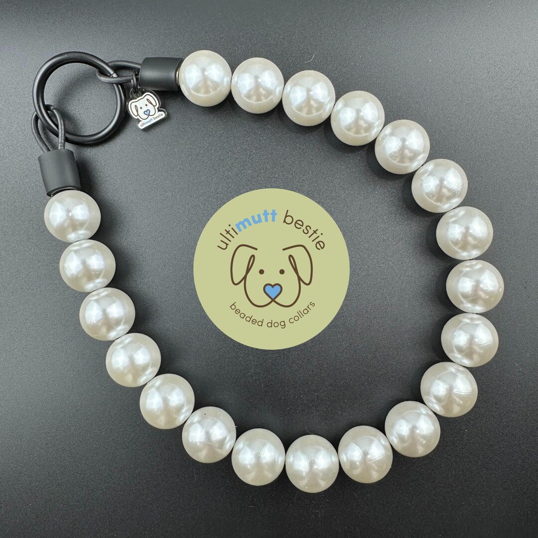 White Pearls Dog Beaded Collar, Creamy White Pearl Necklace for Dog ...