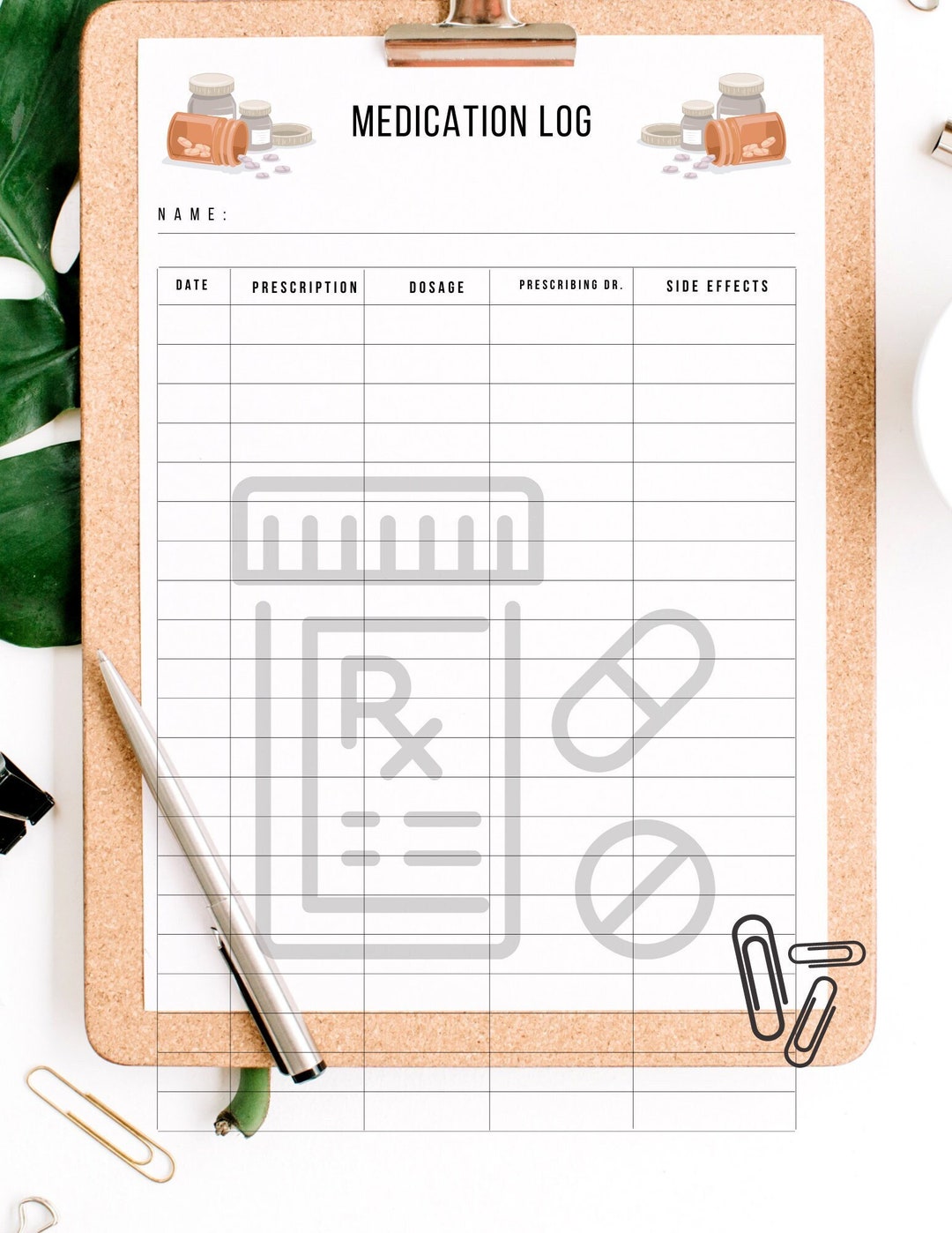 Prescription Log - Etsy