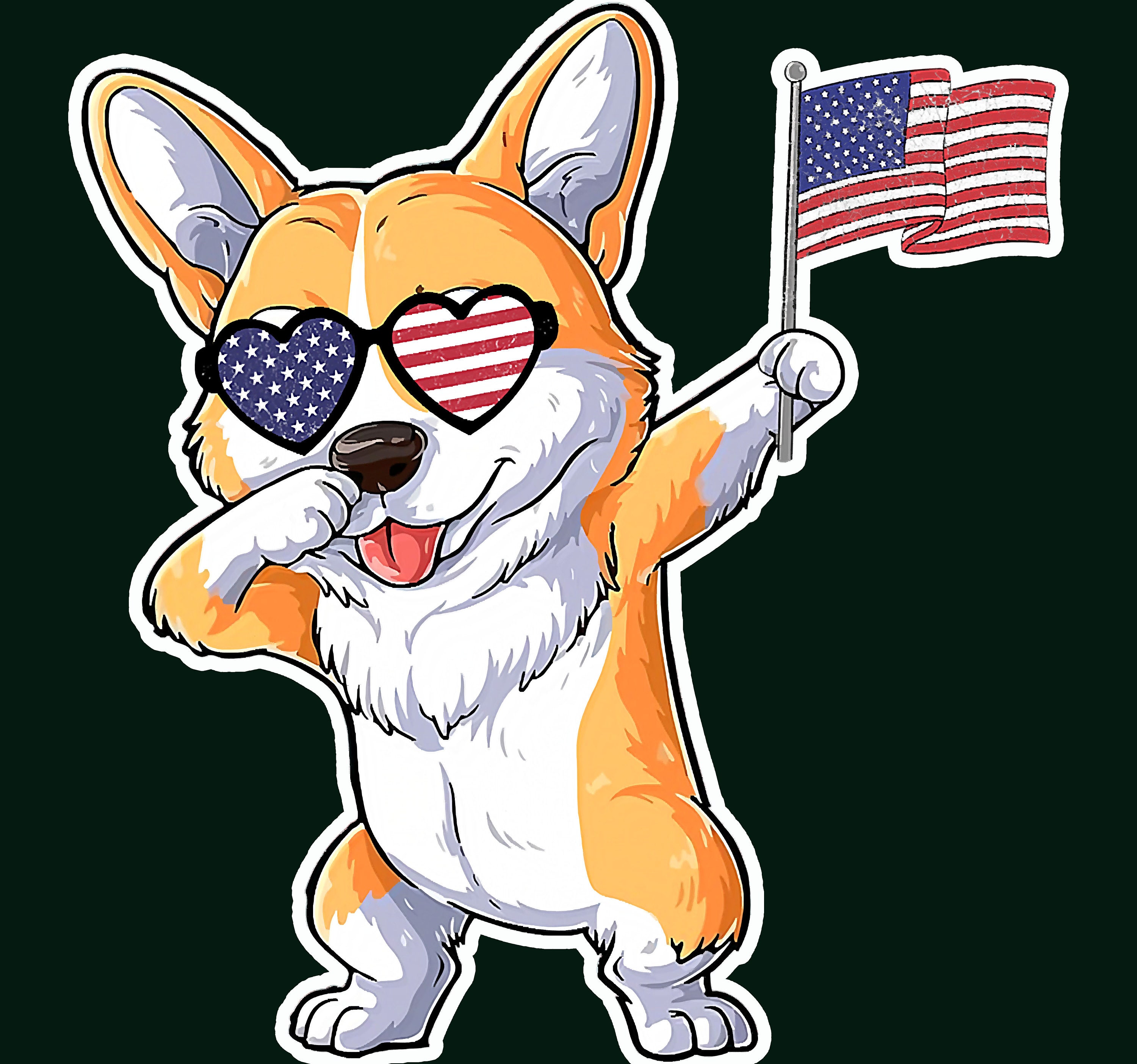 Corgi 4th Of July Dabbing American Flag Dog Stickers | Etsy