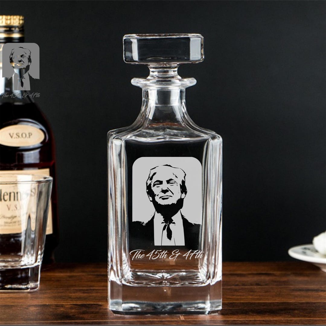 Donald Trump Portrait Whiskey Decanter 26oz Laser Engraved Barware ...