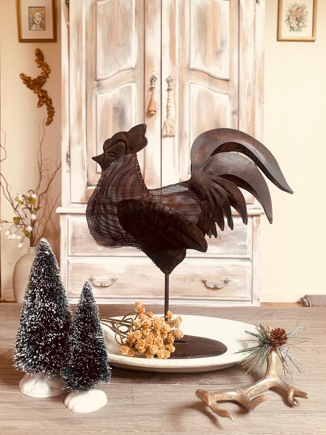 Vintage Metal Rooster Handle Holder, Farmhouse Decor, Cottage Decor ...