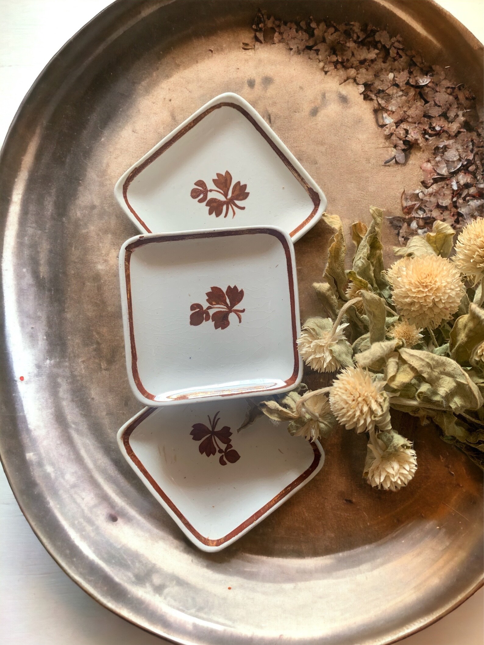Antique Copper Lustre Tea Leaf Butter Pats Set of 3 - Etsy
