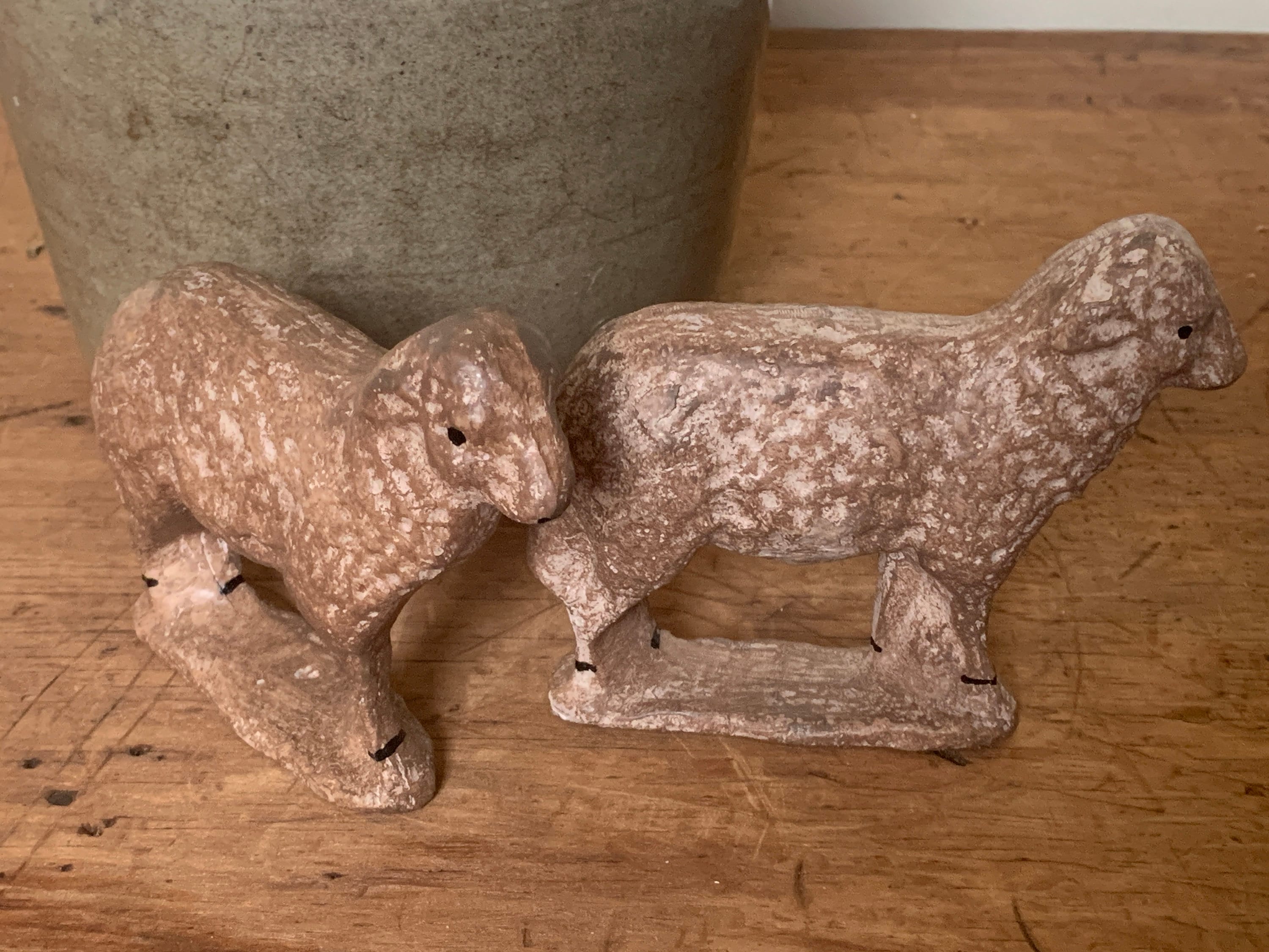 Antique Cast Iron Hand Painted Farmhouse Sheep Figurines, Rustic Sheep ...