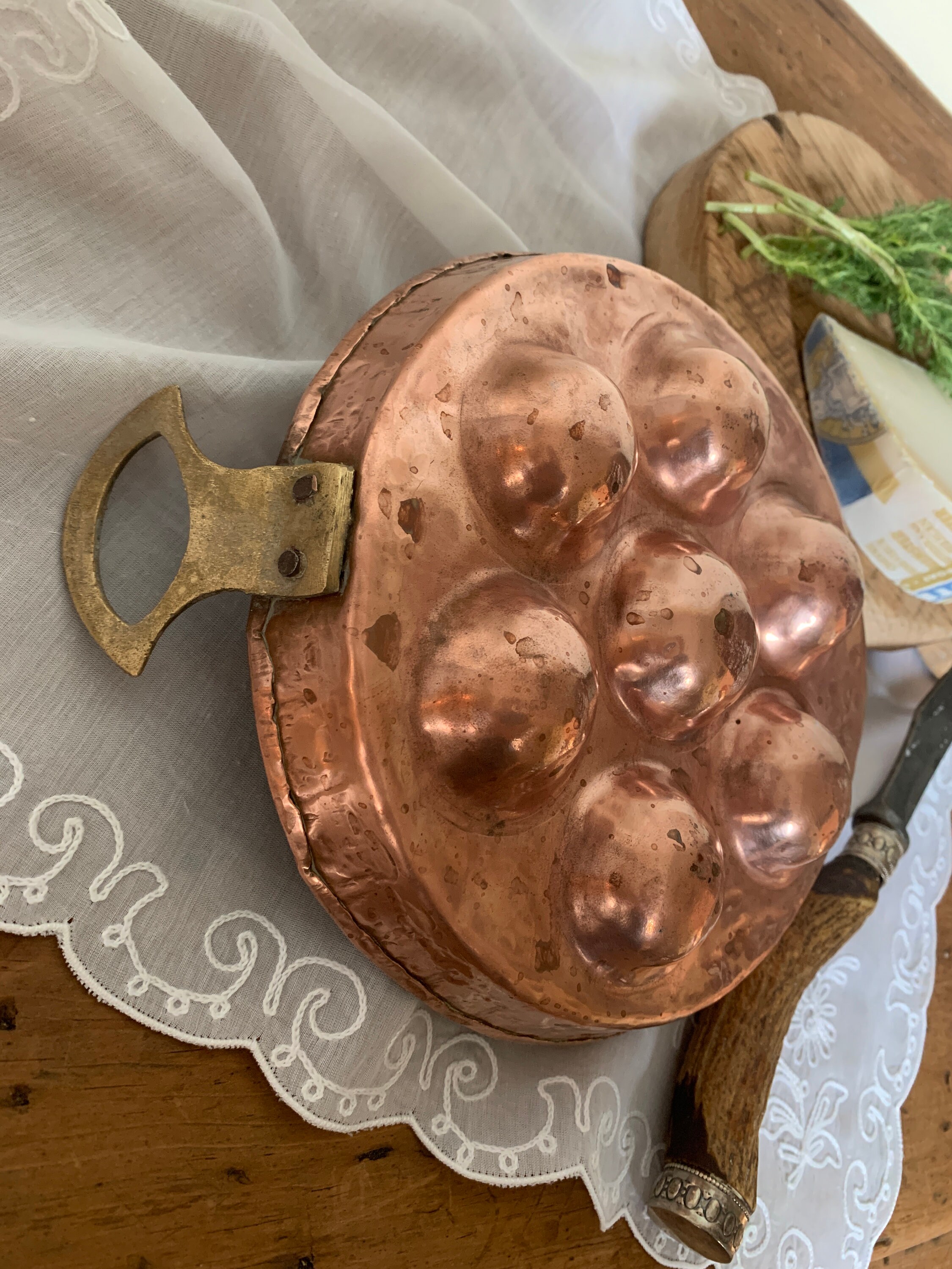 Vintage French Copper Escargot Pan With Bass Handles, Copper Snail Pan, Copper Wall Art, French ...